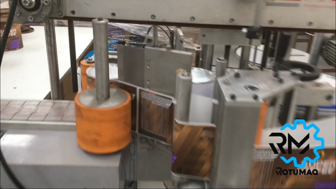 Rotuladora automática de potes e latas Rotumaq - YouTube