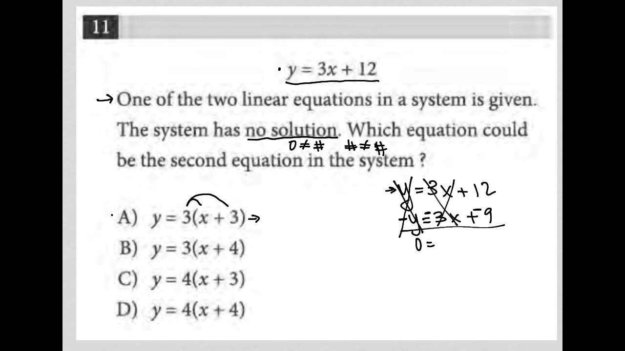 Y 3x 12 One Of The Two Linear Equations In A System Is Given The