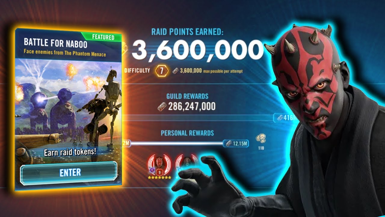 Possibly the EASIEST max scoring raid team in SWGoH (R9, 3.6m Naboo ...