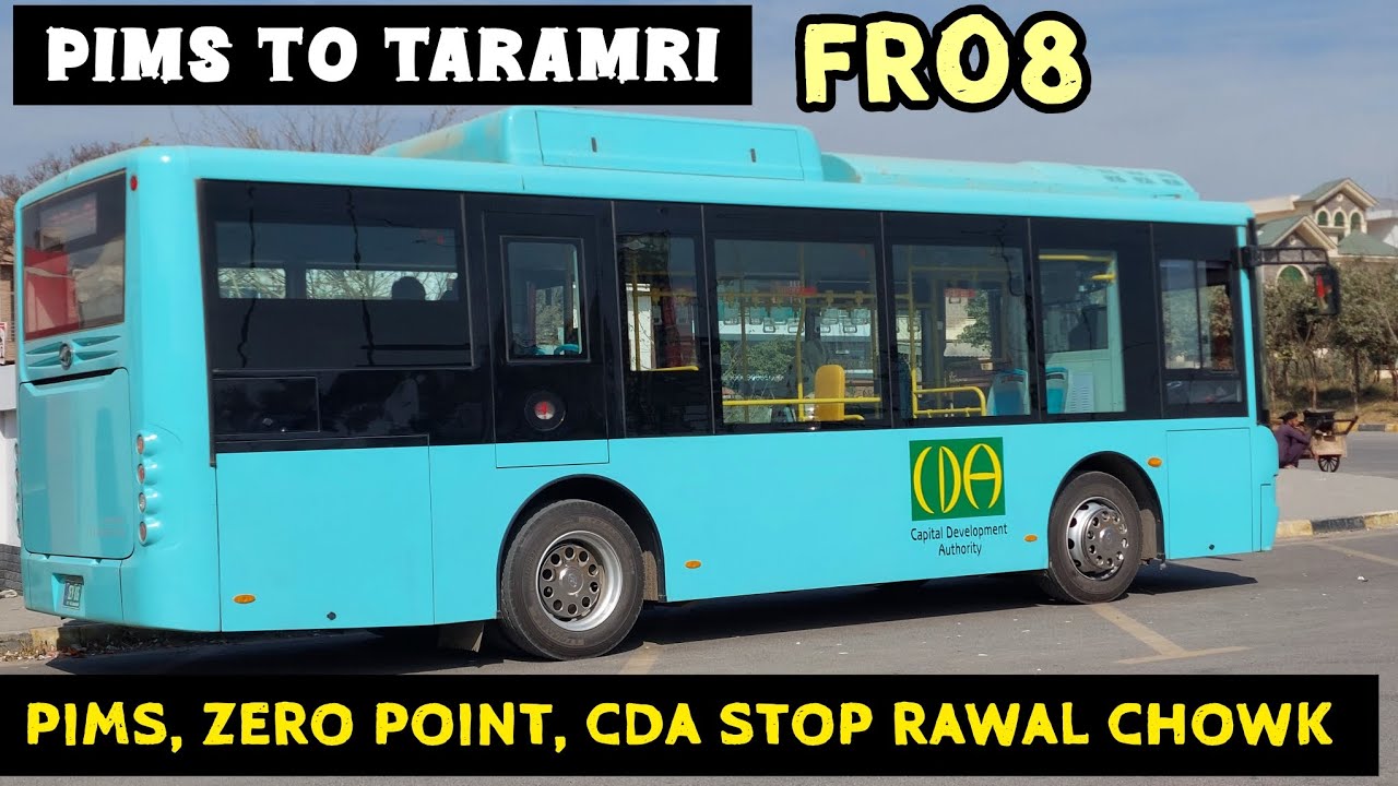 Electrical Bus Route FR 08 | PIMS to Taramri | Zero Point, CDA Stop ...