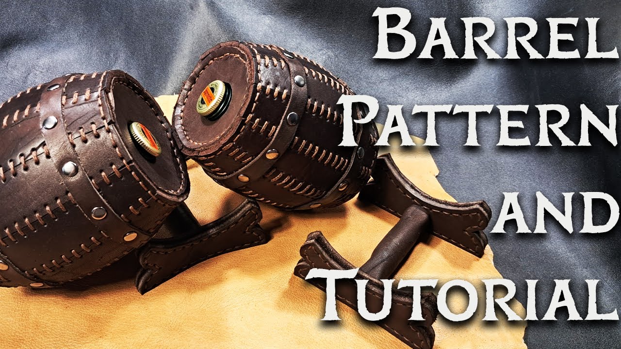 How to make Leather Barrel Bottle Holder - Piggy bank - Leather Pattern ...