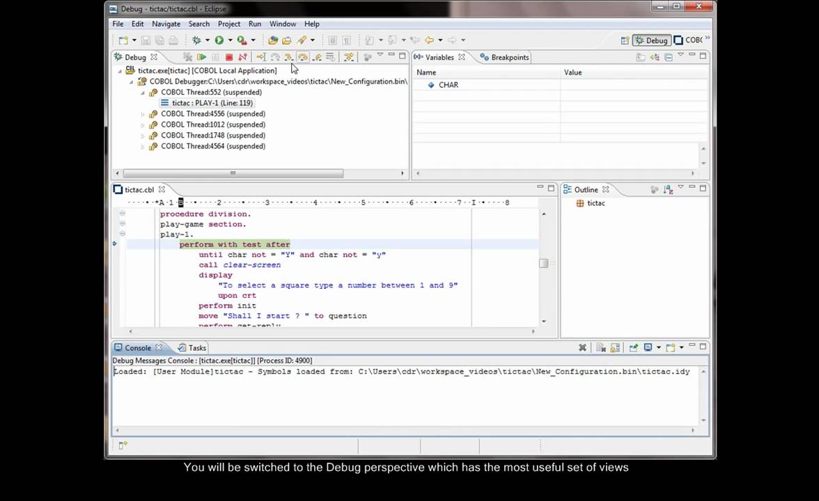 Simple debugging demo using Visual COBOL for Eclipse - YouTube