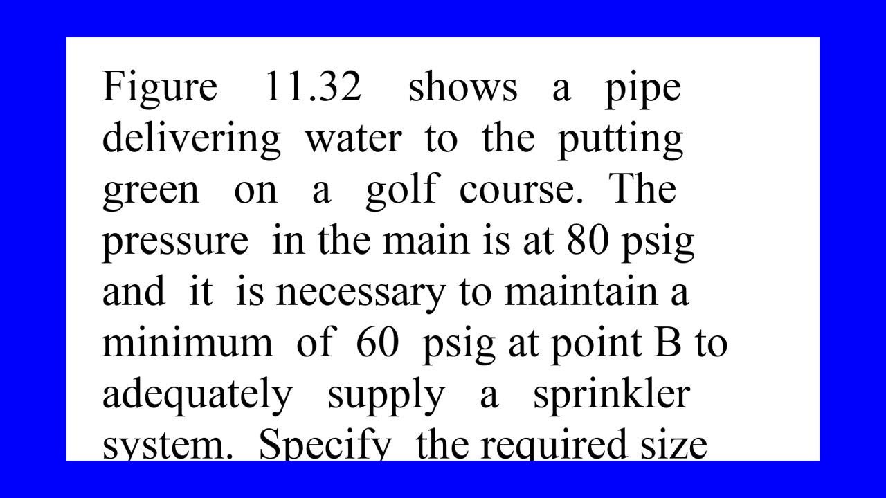 Figure 11.32 shows a pipe delivering water to the putting green on a ...