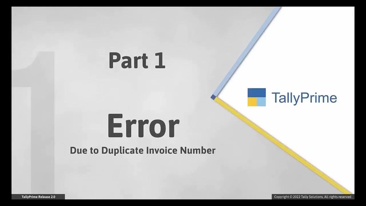 How to Resolve e Invoicing Errors in TallyPrime Easy E invoicing with TallyPrime1 - YouTube
