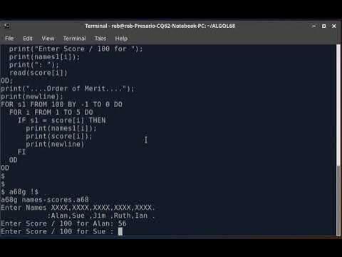 ALGOL 68 Program to sort Names and Scores. - YouTube