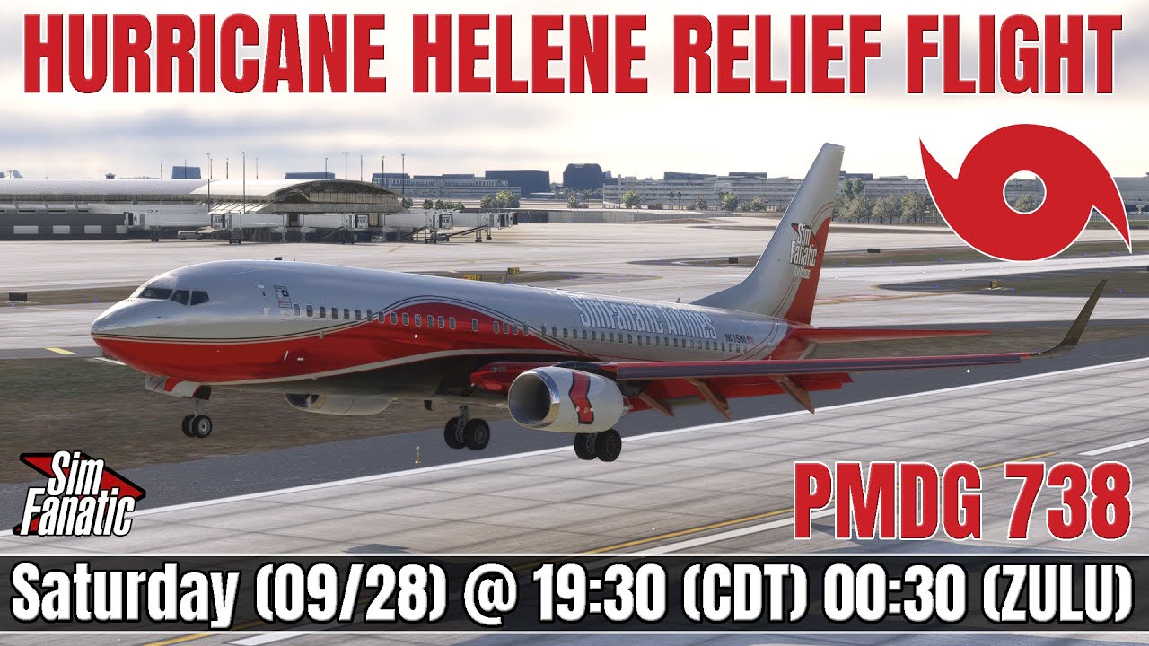 LIVE | MSFS | Hurricane Helene Relief Flight | Commercial Flight | KCLT ...