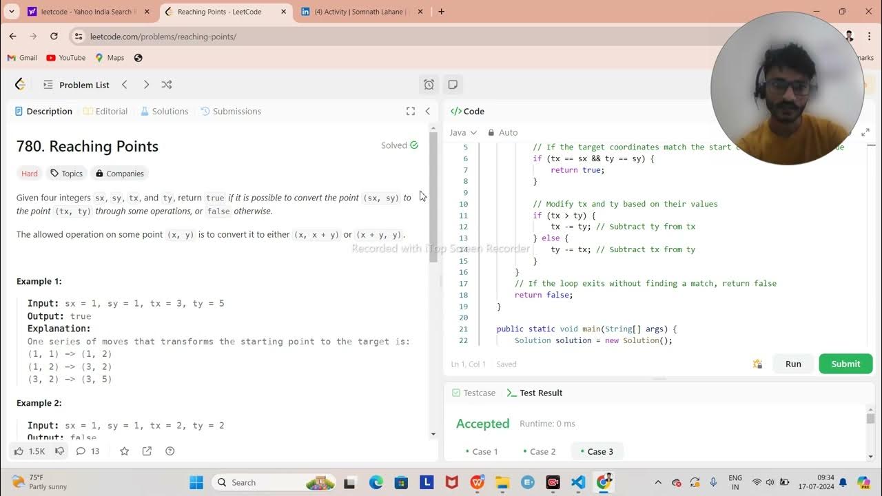 Problem: Reaching Points (Goldman Sachs Assessment Problem) - YouTube