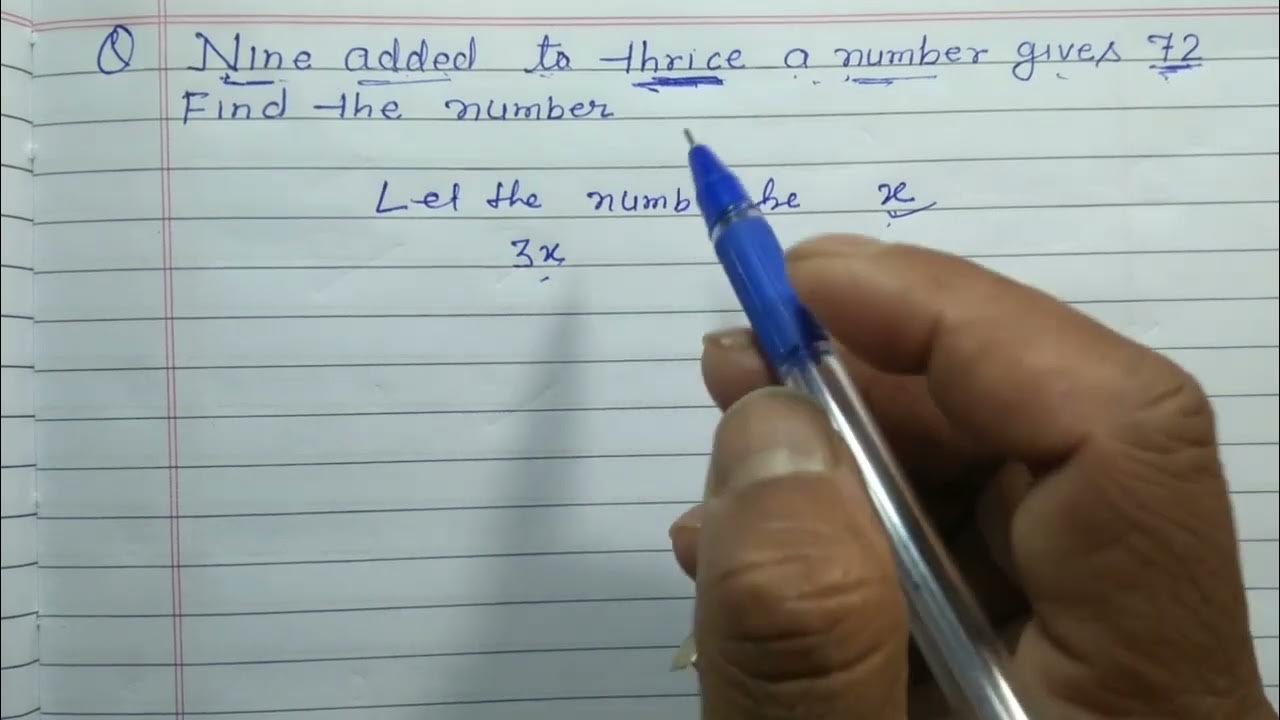 Nine added to thrice a number gives 72 - YouTube