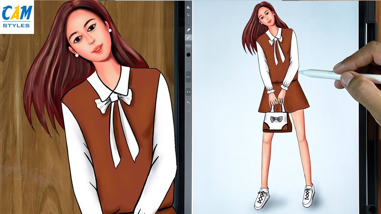 HOW TO DRAW A GIRL IN SHCOOL UNIFORM | DIGITAL ART DRAWING | iArtbook ...