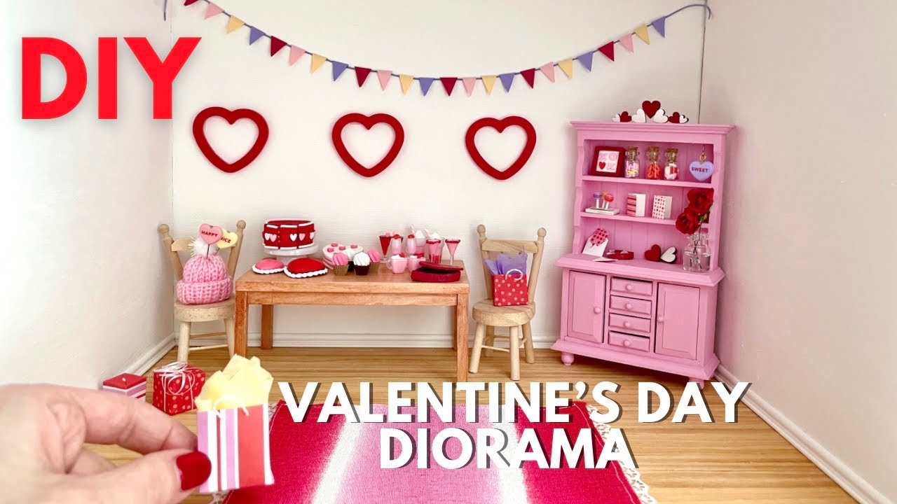 DIY Miniature Valentines Day Diorama Room Box - Dollhouse Desserts ...