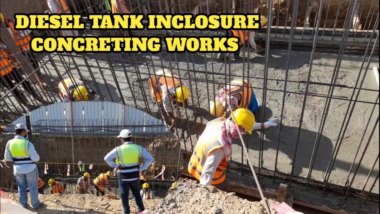 concrete pouring for diesel tank floor slab& beam - YouTube