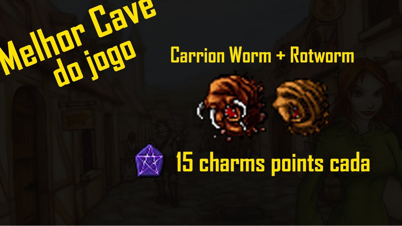 [BESTIARY] Carrion Worm e Rotworm - É a melhor cave do Tibia - 15 ...