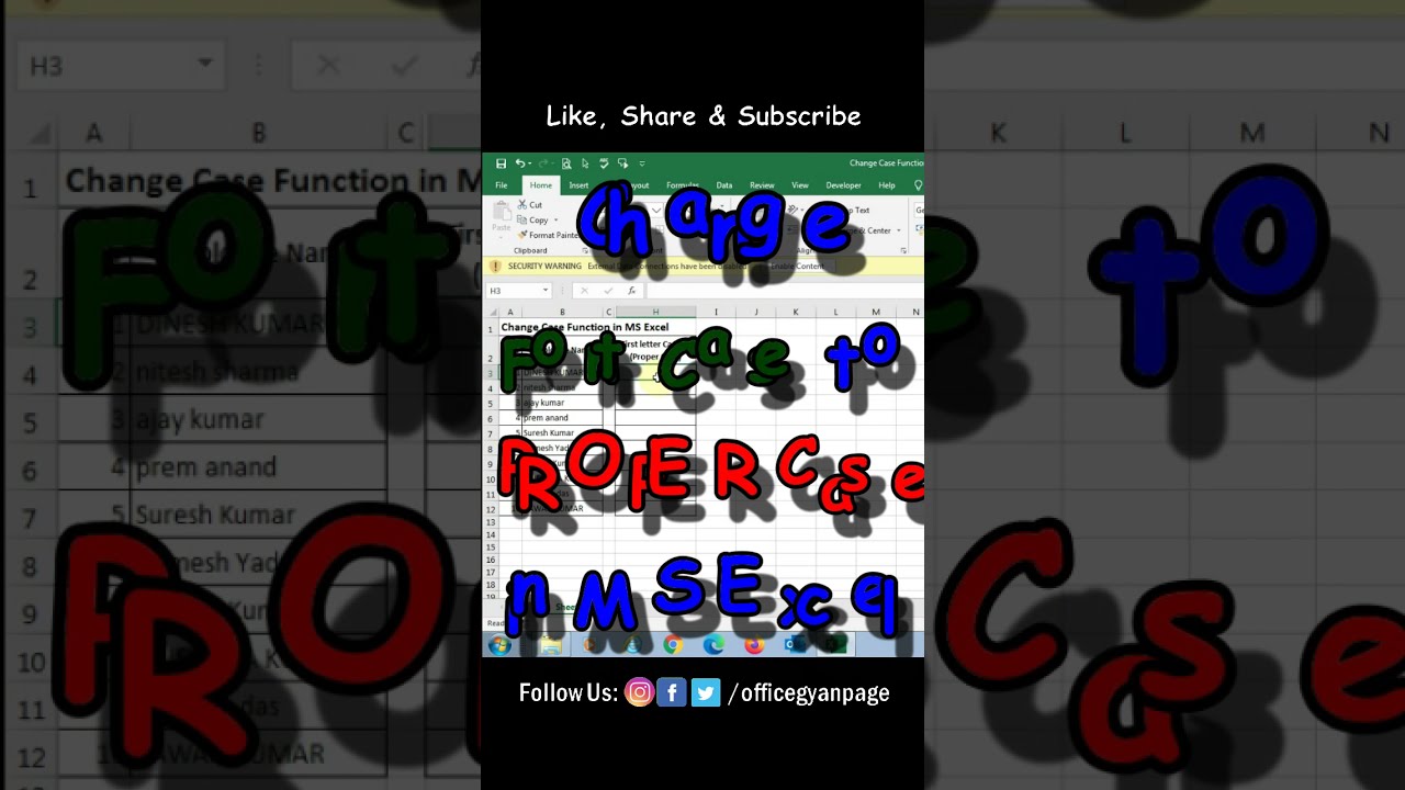 Change CASE Of Text To PROPER In MS Excel Change Case Of Font In Change CASE Of Text To PROPER In MS Excel Change Case Of Font In
