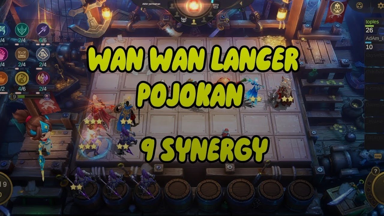 WAN WAN LANCER POJOKAN!! AKTIF 9 SYNERGY!! MAGIC CHESS MOBILE LEGENDS ...