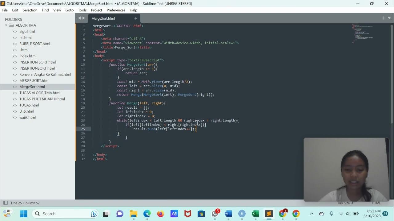 TUGAS ALGORITMA DAN STRUKTUR DATA (MERGE SORT) - YouTube