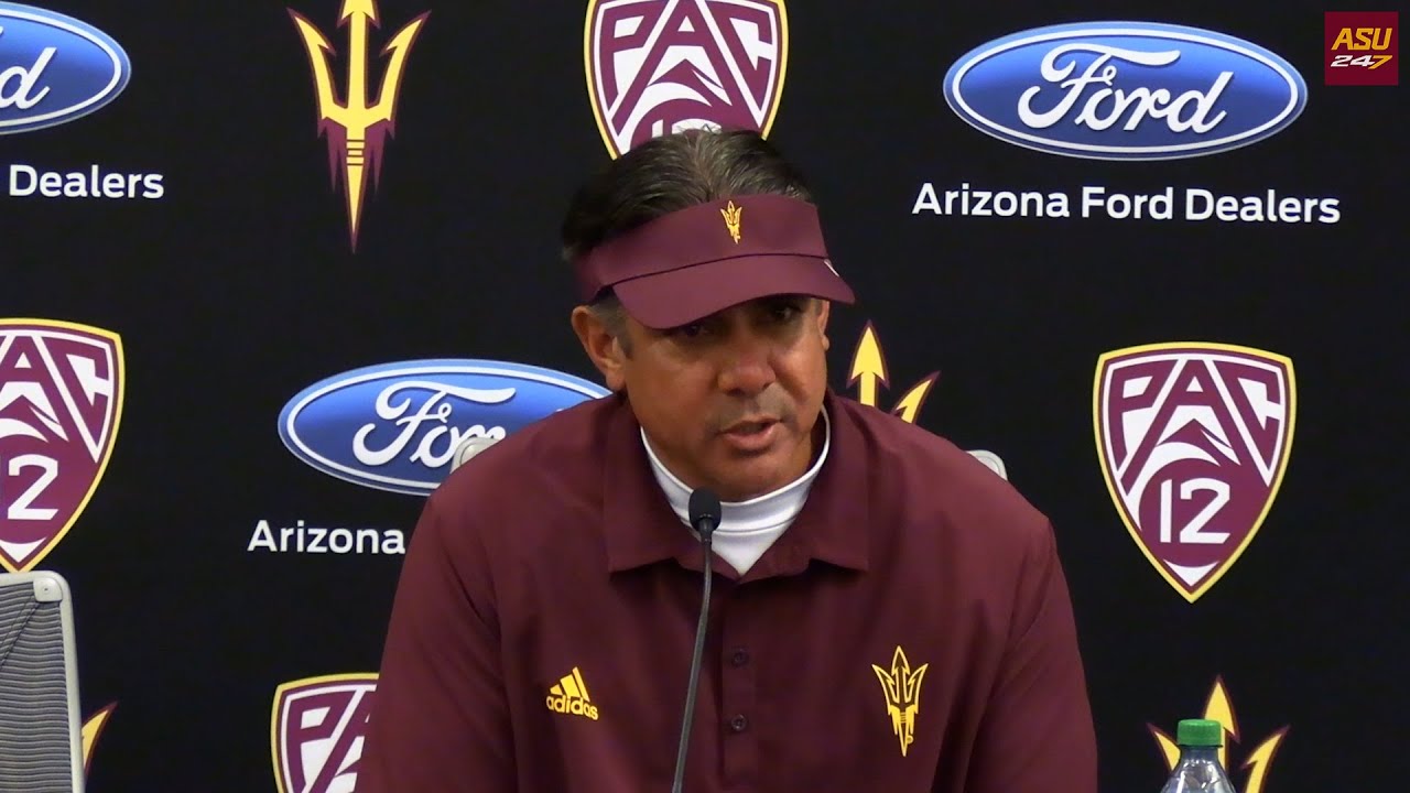 ASU interim head coach Shaun Aguano following 50-36 loss to UCLA (11/05 ...