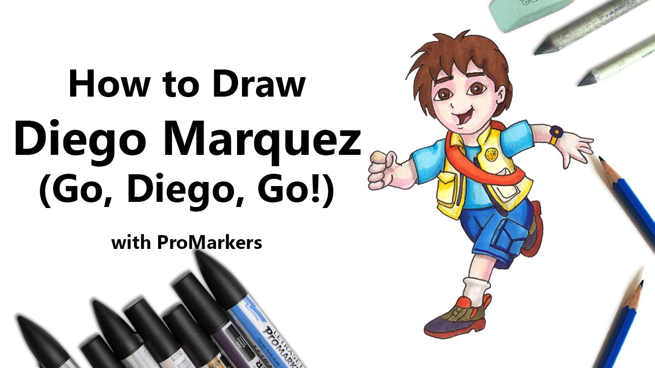 How to Draw and Color Diego Marquez from Go, Diego, Go! with ProMarkers ...