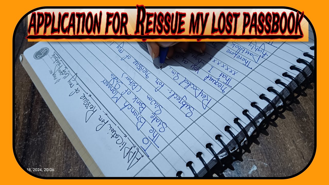 Application for reissue of my Lost Passbook || reissue of Lost passbook ...