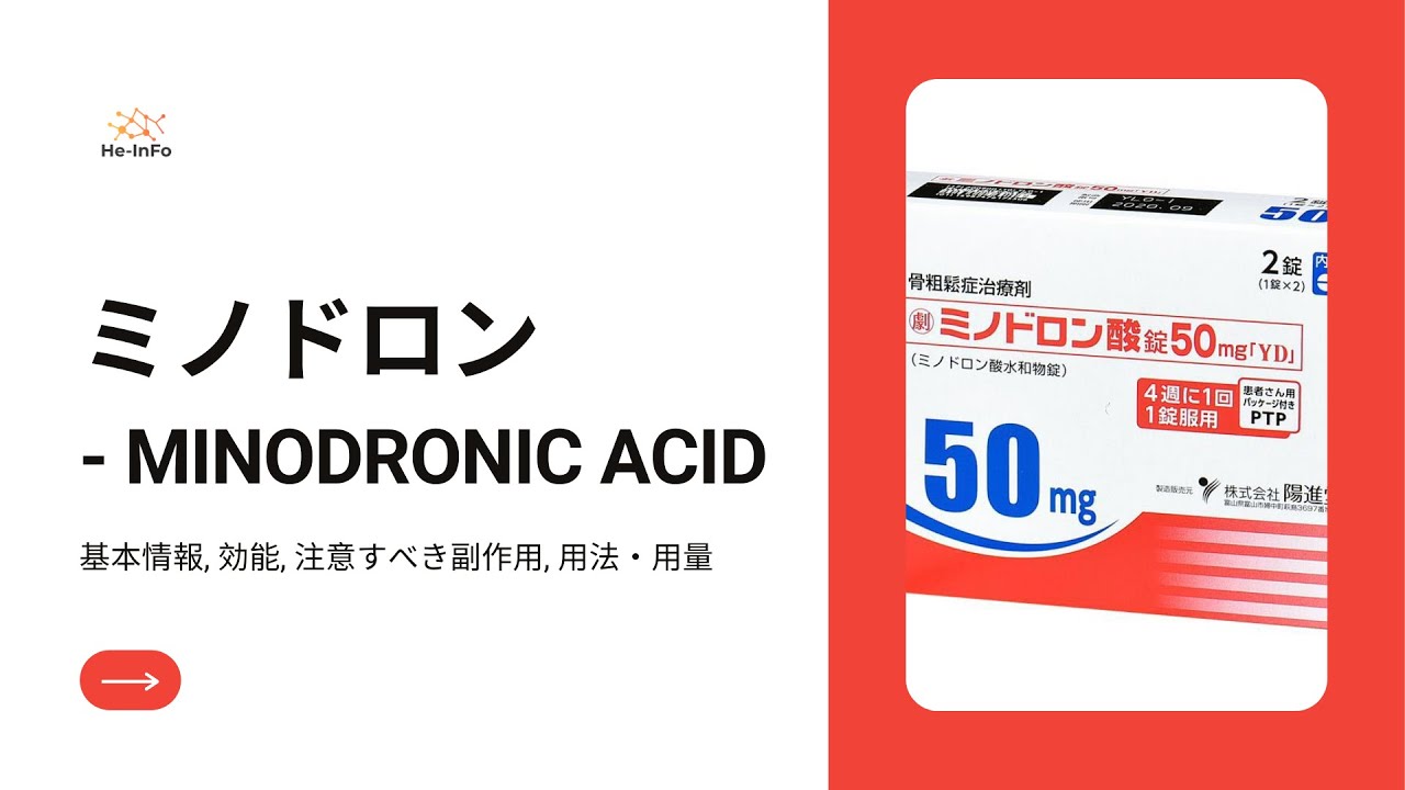 #ミノドロン (MINODRONIC ACID) | 基本情報, 効能, 注意すべき副作用, 用法・用量 | ミノドロン - YouTube