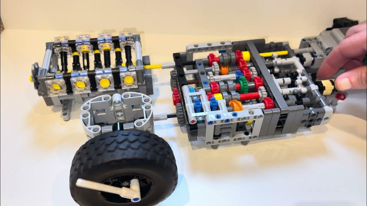 Realistic Lego Technic Engine, Gearbox and Wheel Setup Showing the ...