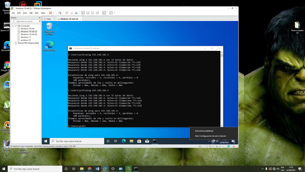 Como comunicar una maquina virtual VMware Workstation con Pc físico hacer ping - YouTube