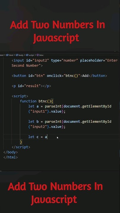 Add Two Numbers In Javascript | #html #javascript #codewithharry - YouTube