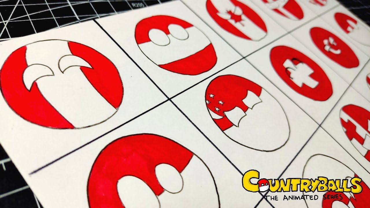 DIBUJO A TODOS LOS COUNTRYBALLS pero SOLO ROJO Y BLANCO 😱I draw all red ...