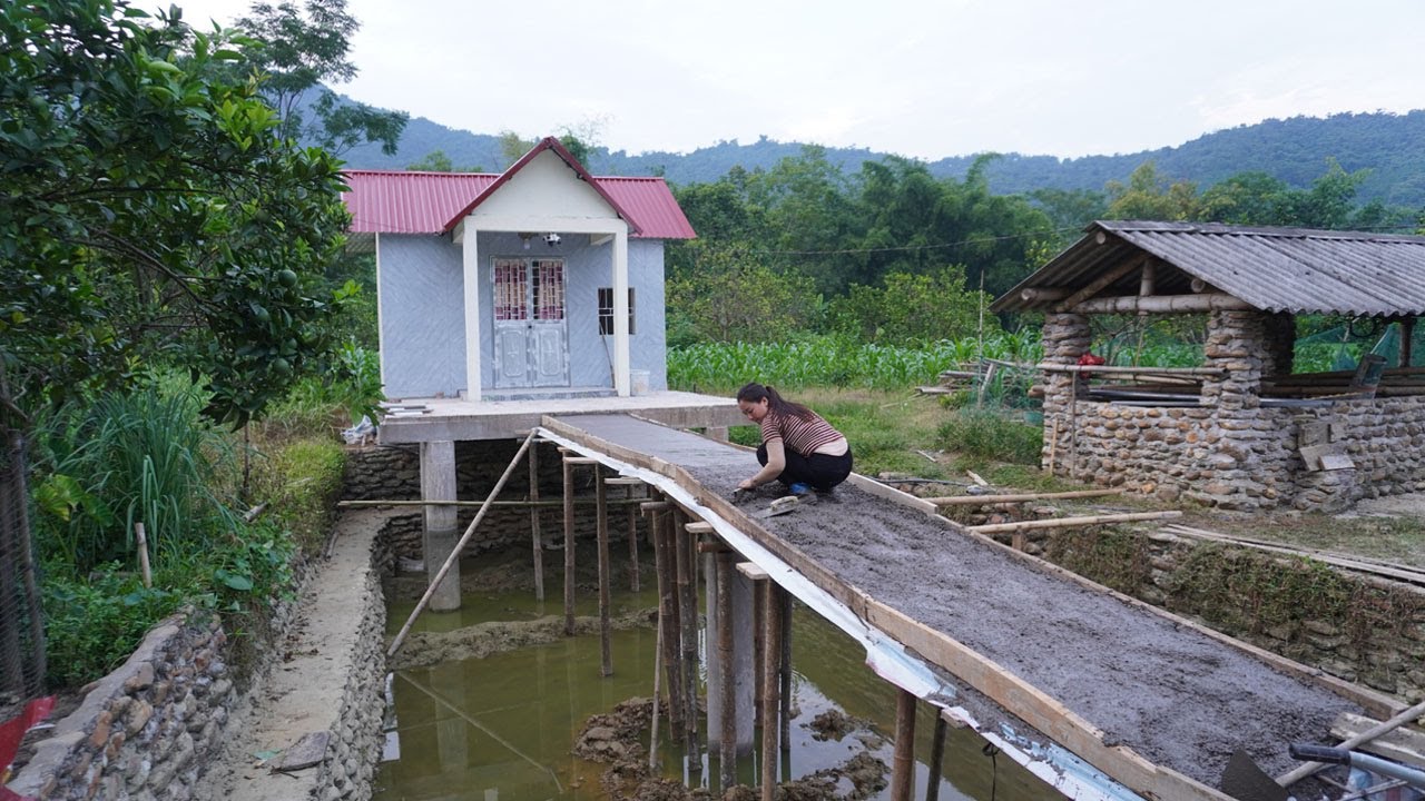 Build a bridge across the pond to the house - Concrete pouring for road ...