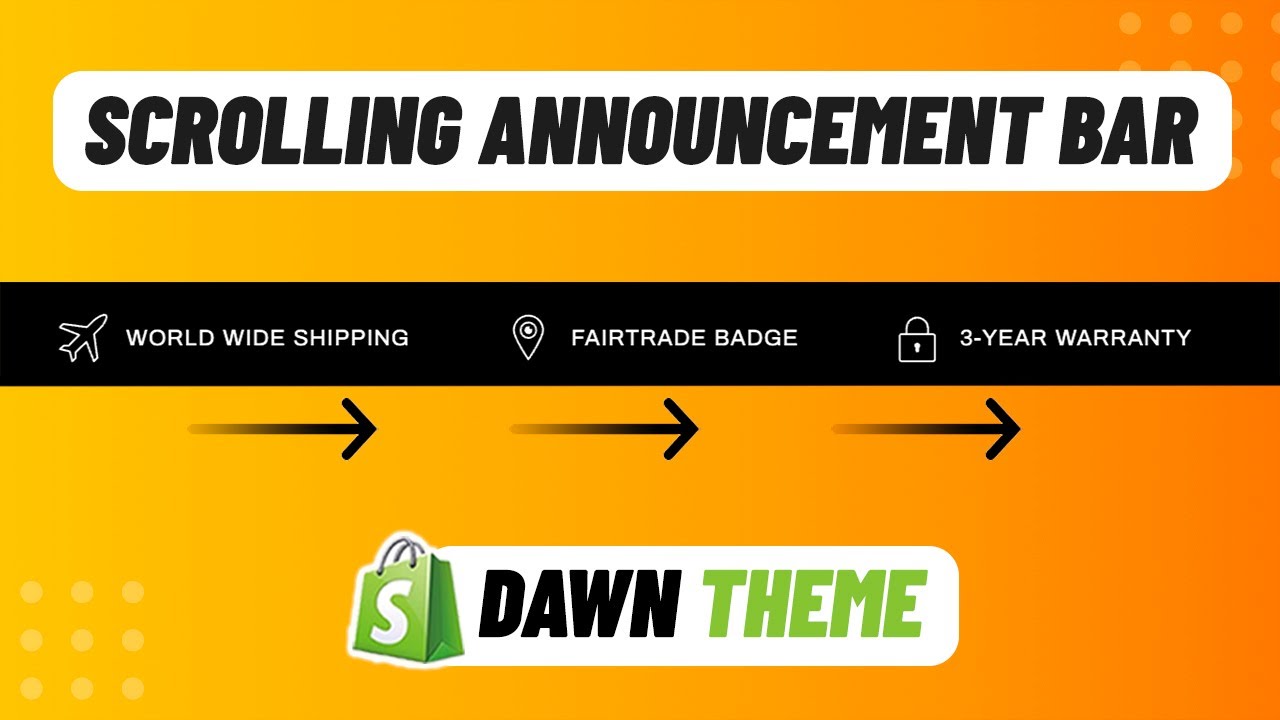 Scrolling Announcement Bar with Icons | Shopify 2025 Dawn Tutorial ...