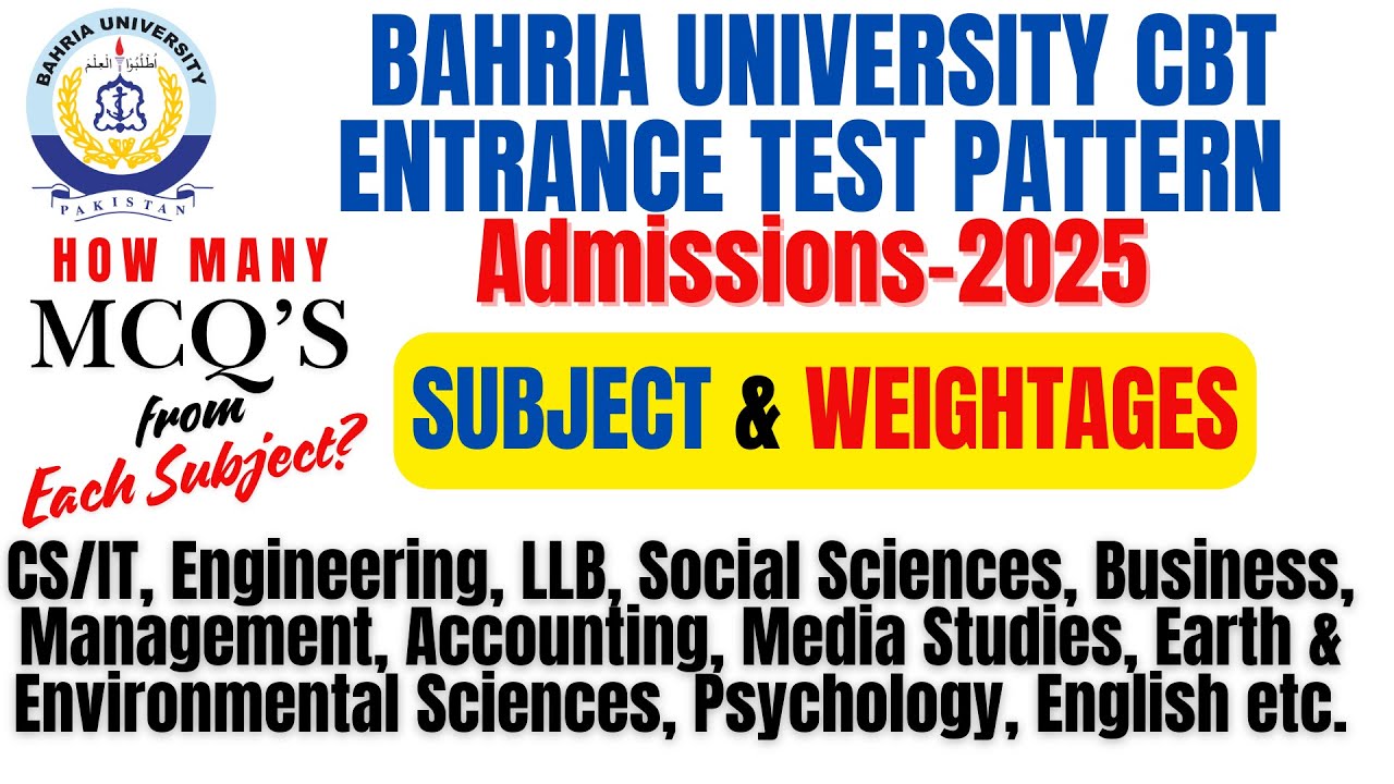 Bahria University Admissions 2025 | Complete CBT Entrance Test Paper ...