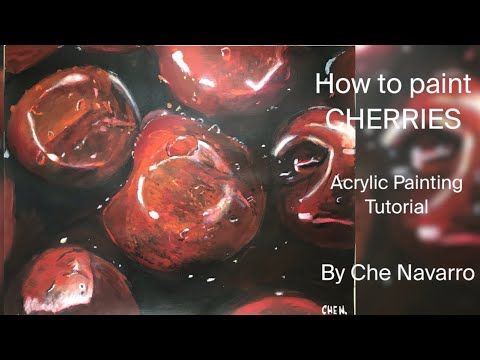 How to paint cherries | Step by step acrylic painting tutorial | Art ...