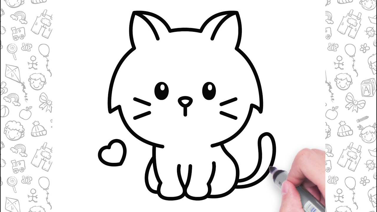 🐱Easy Cat Drawing | Cute Animal Drawing For Kids & Toddler | Bolalar ...