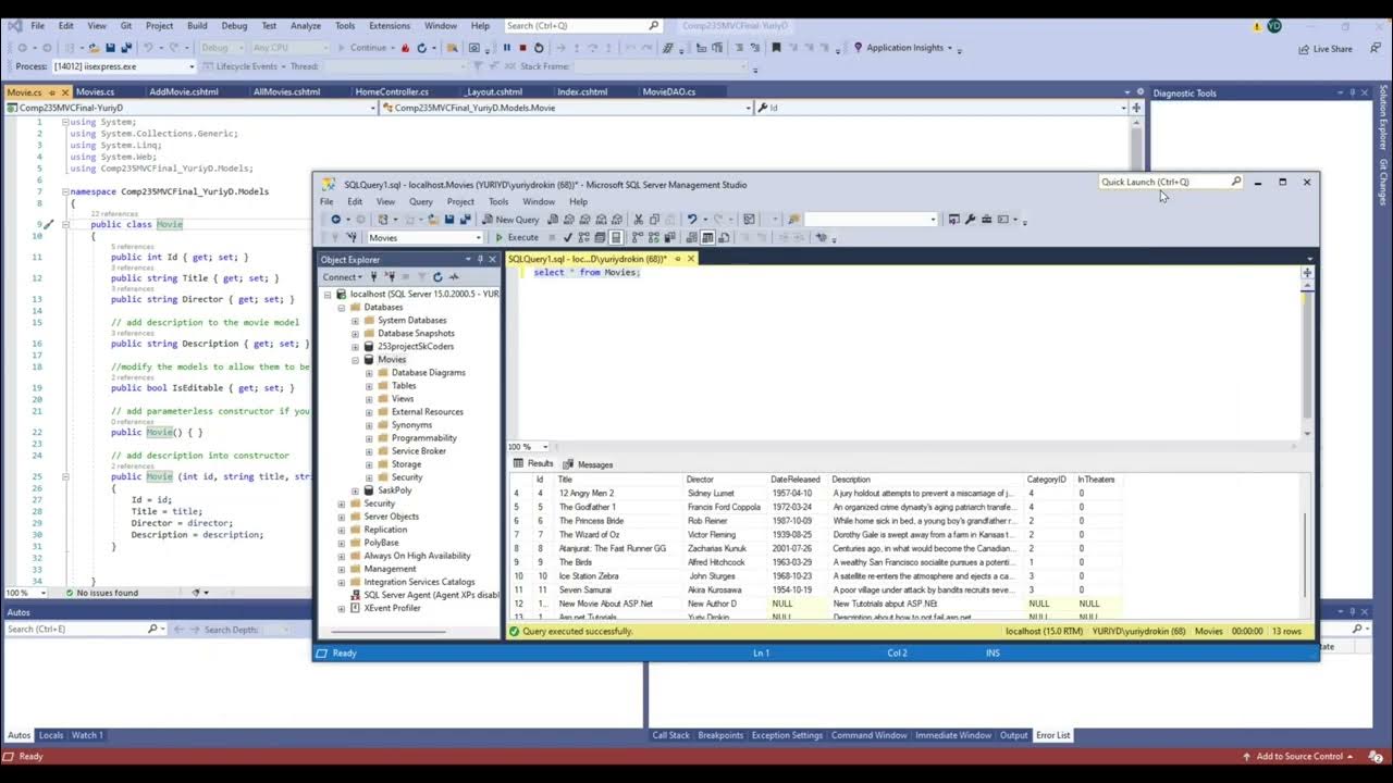 ASP.NET MVC Application With connection to SQL Server - YouTube