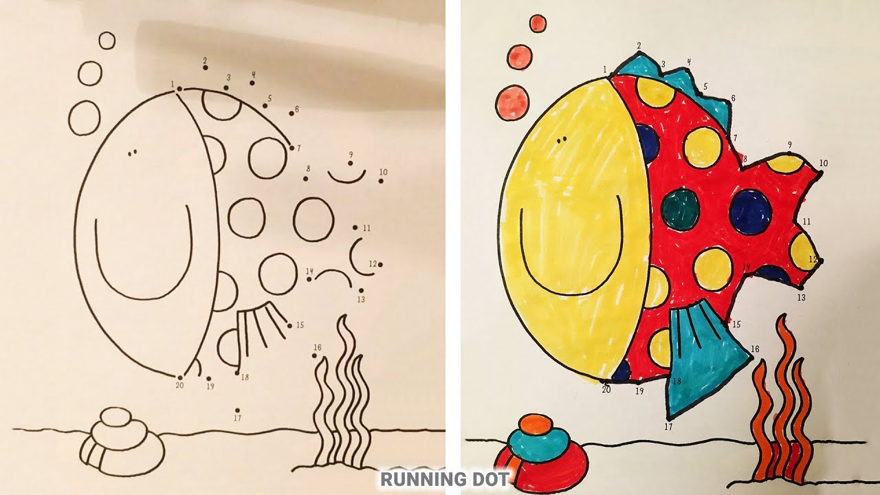 DRAWING COLORFUL FISH BY JOINING DOT TO DOT | EPISODE 2 - YouTube