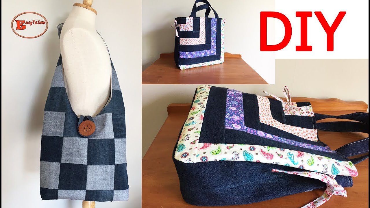 BOHO STYLE PATCHWORK BAG | SIDE CURVED PATCHWORK WITH TIE HANDBAG - YouTube