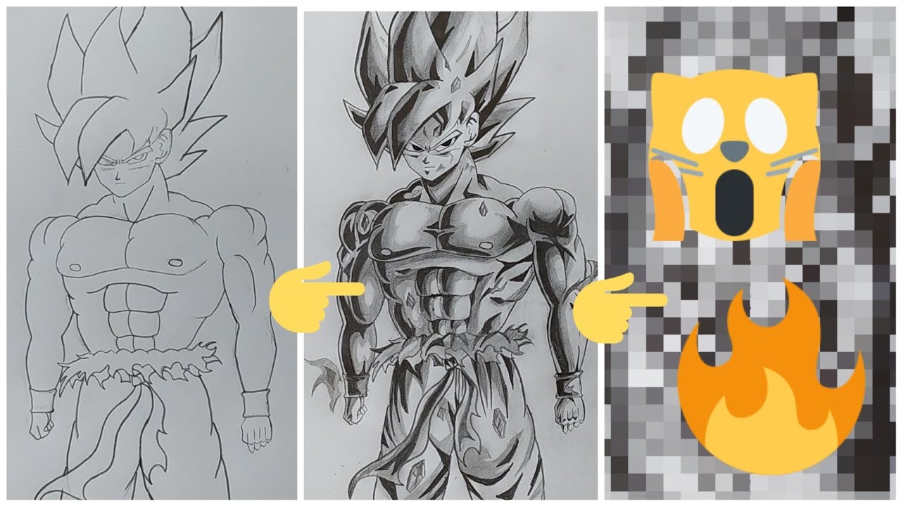 Learn to draw muscular goku with aura 🔥🔥| Goku from DBZ #musculargoku # ...