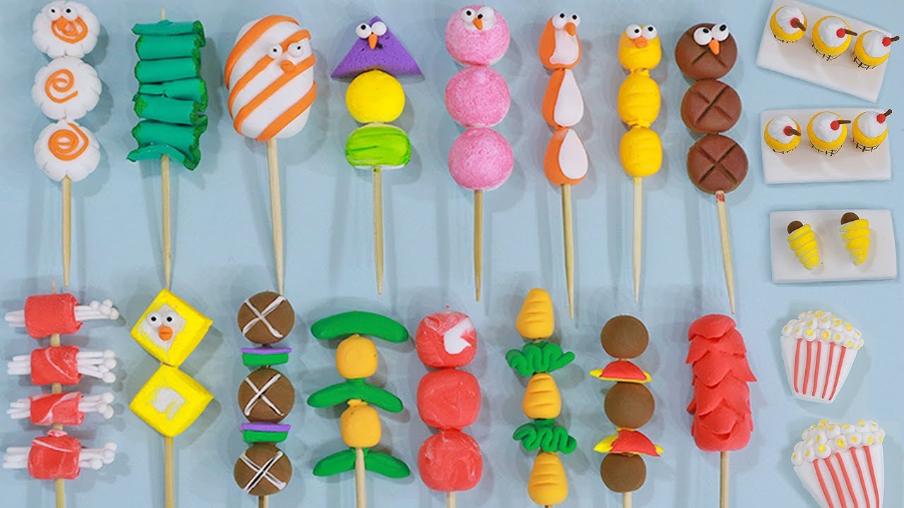 How to make Toys with Clay - Mixed Grilled Kabobs - Clay Crafts For ...