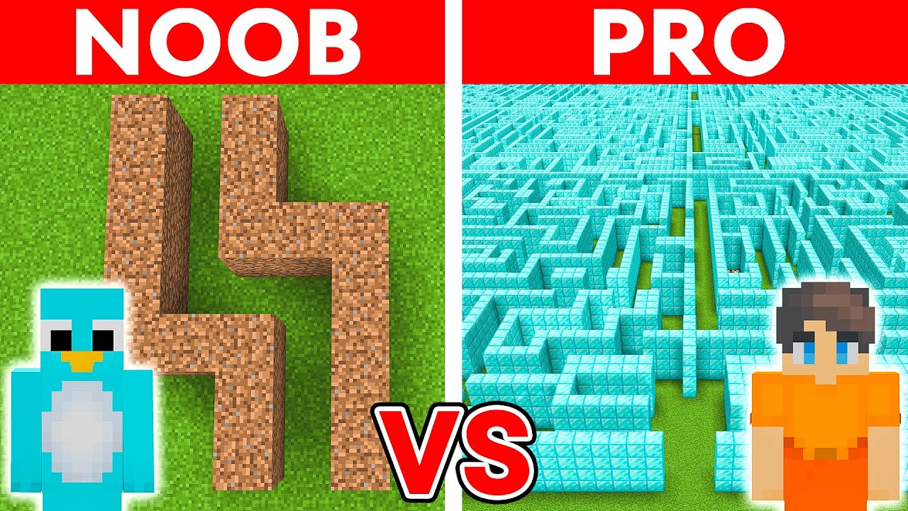 NOOB vs HACKER: GIANT MAZE BUILD CHALLENGE! (Minecraft) - YouTube