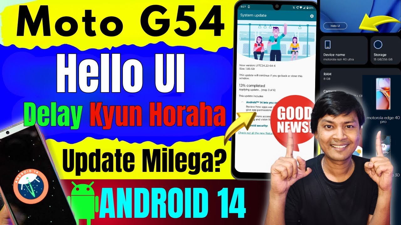 Moto G54 Hello UI Android 14 update Milega ? Moto Android 14 Update ...
