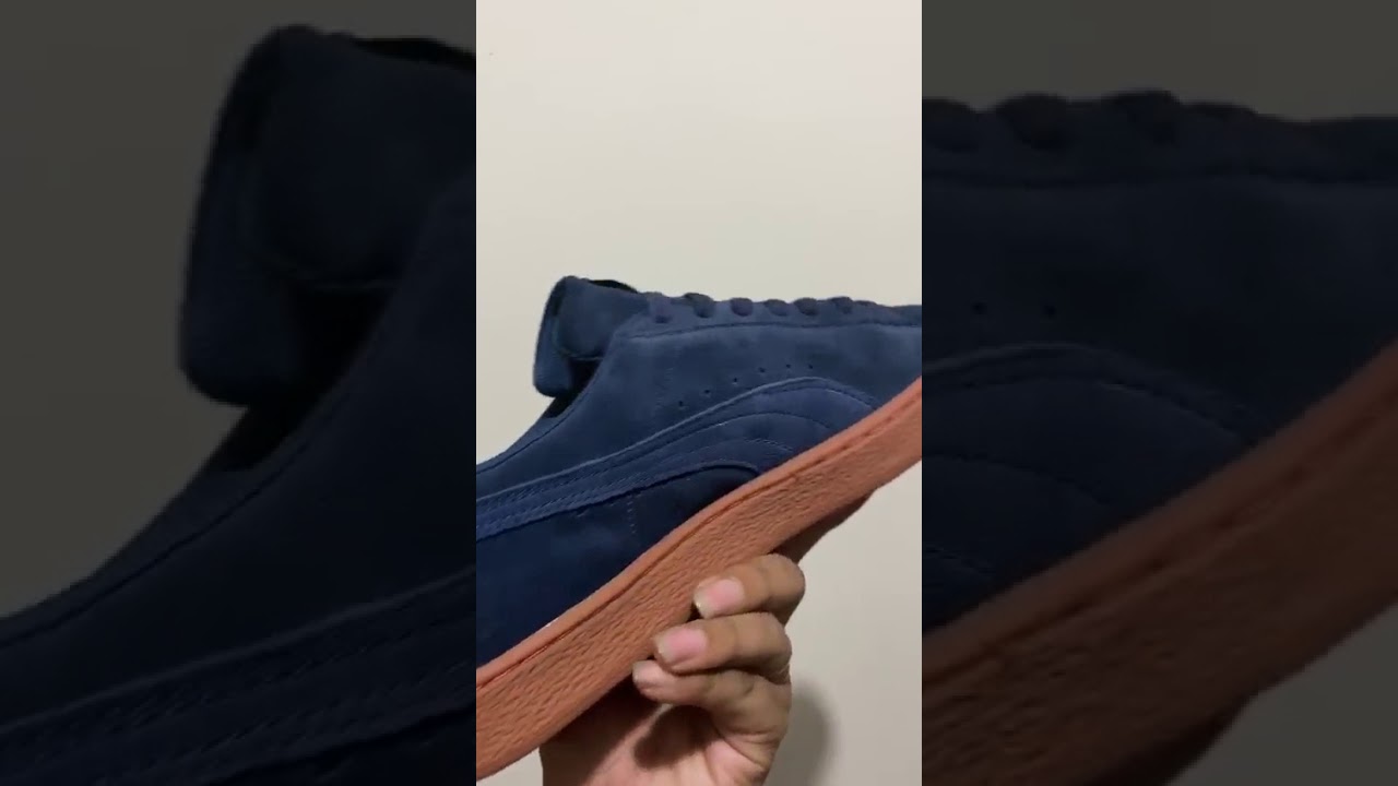 Puma Suede Full navy sole gum - YouTube