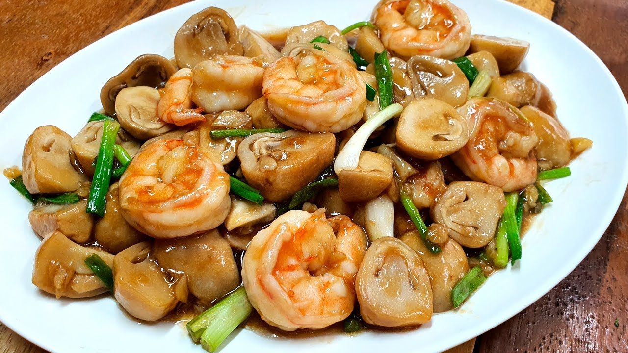เห็ดฟางผัดน้ำมันหอยใส่กุ้ง ง่ายๆแต่อร่อยมาก Mushrooms With Shrimp Youtube