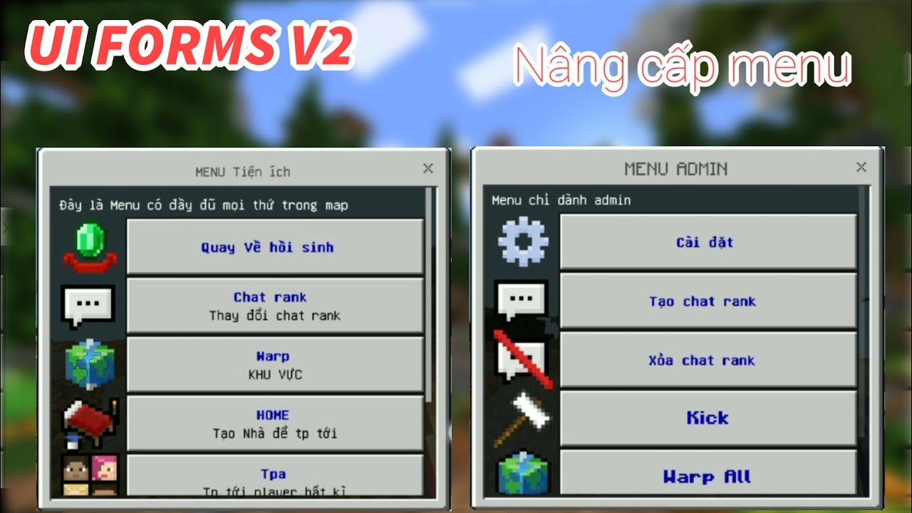 [ UI Forms ] nâng cấp UI FORMS MCBE 1.18.30+ - YouTube