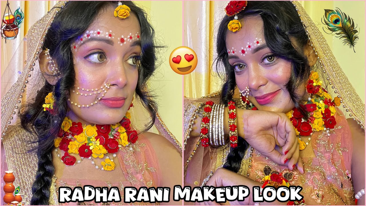 Radha Rani Makeup Look 😍🦚|| Step by step Full Makeup Tutorial 2024 🌸 ...