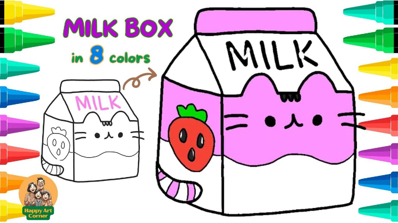 How to Draw a Cute MILK BOX VERY EASY #drawingforkids - YouTube