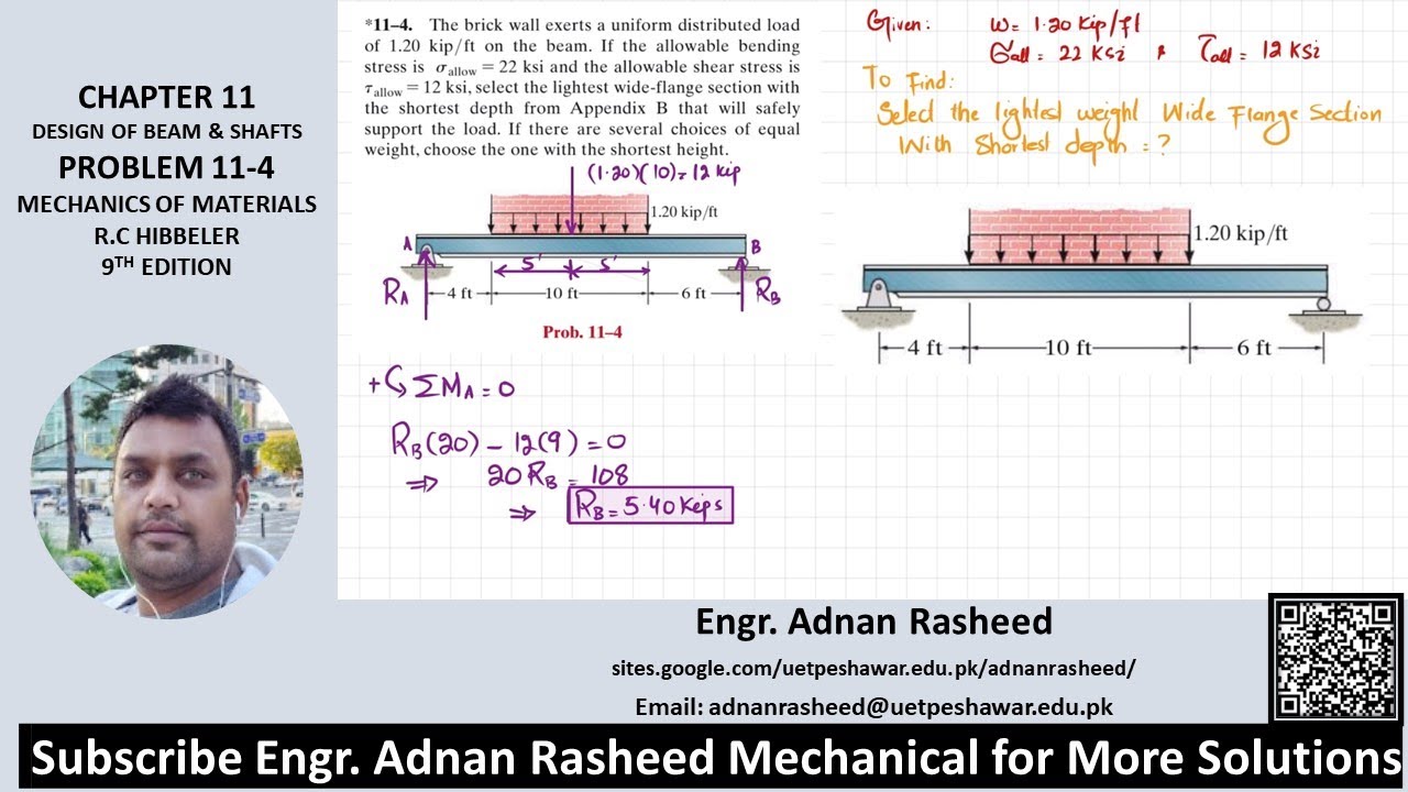 11-4 Design of beam and shaft| Mechanics of Materials RC Hibbeler - YouTube