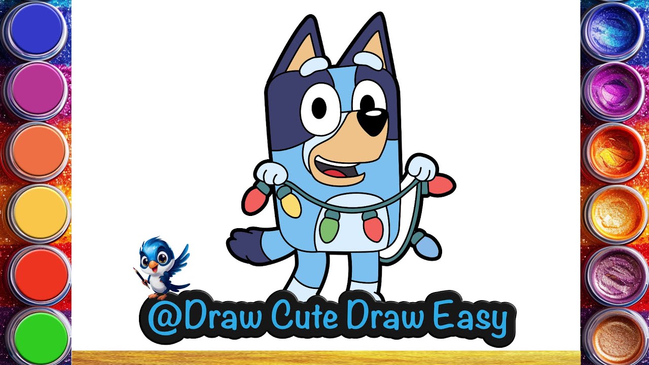 How to draw bluey💙💙💙🌈 | step-by-step bluey drawing| colouring ...