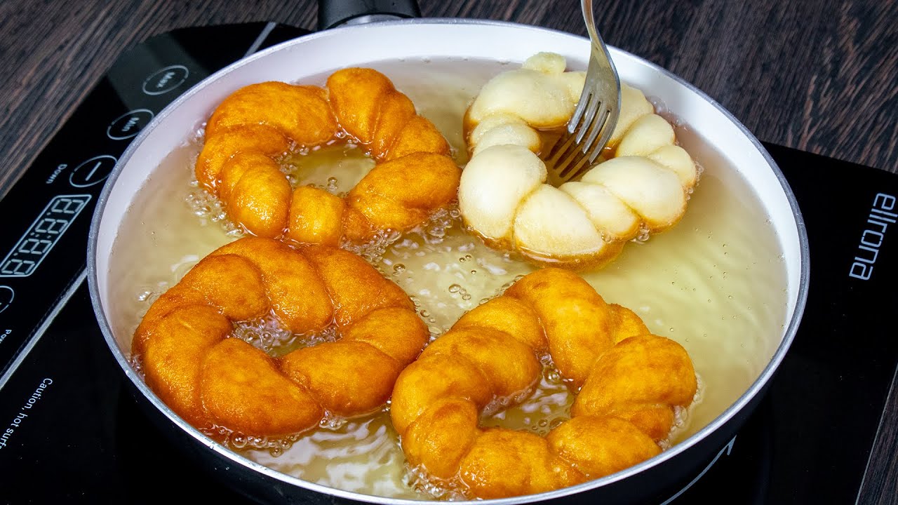 The secret of fluffy donuts! Twist them and put into the pan - YouTube