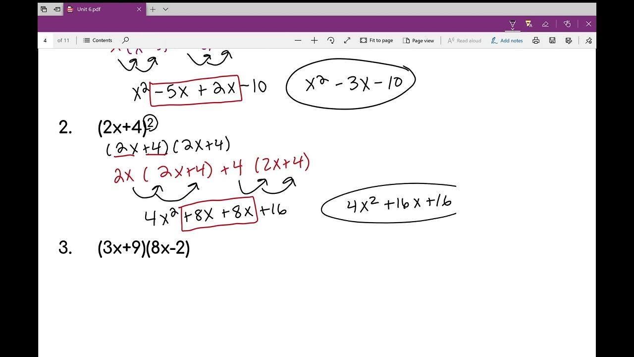 TEKS 10B Double Distribution/ Multiplying Binomials - YouTube