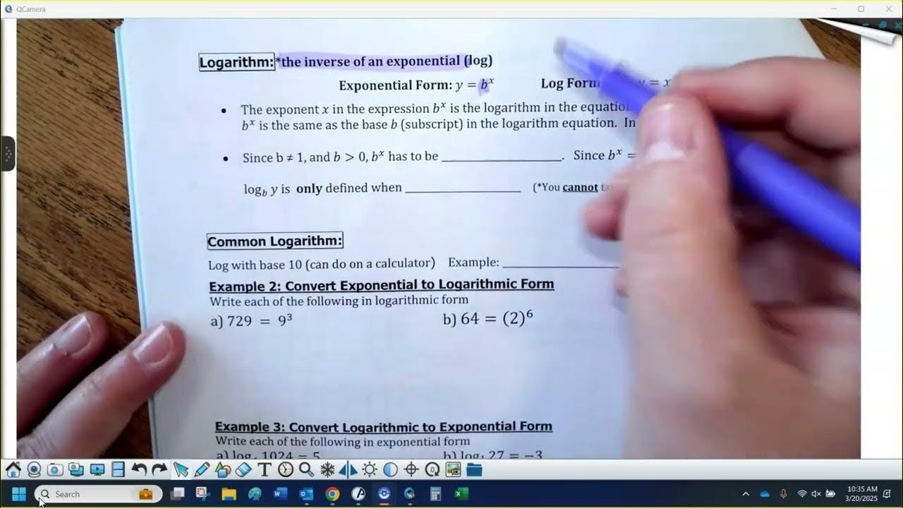 HA2 10-3a Notes (exponential equations and intro to logs) - YouTube
