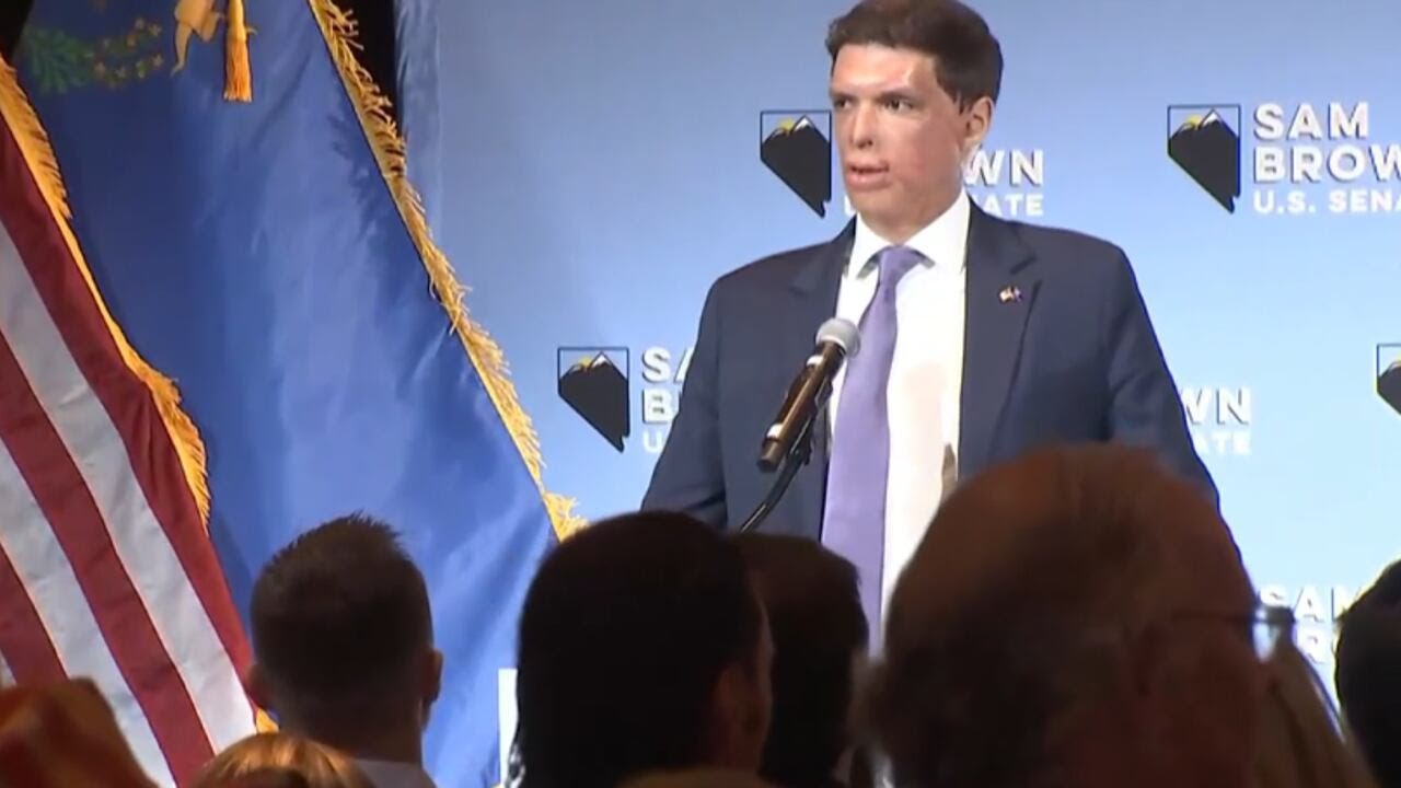FULL: GOP candidate for Nevada senate Sam Brown speaks at Las Vegas ...